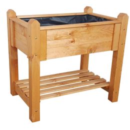 Blumenkasten Promadino, B:90cm H:84,5cm T:60cm, braun, Holzwerkstoff, Terasse, Pflanzgef&auml;&szlig;e, Kr&auml;uterbeet klein, BxTxH: 90x60x84,5 cm
