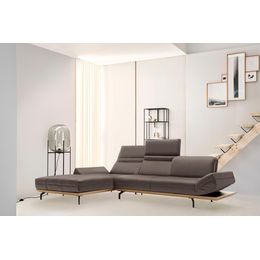 Ecksofa, B:313cm H:117cm T:212cm, beige, CREATION BY ROLF BENZ, Flachgewebe DONNA (76% Polyester 24% Polyacryl);Leder OSKAR - echtes Leder,