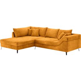 Ecksofa MR. COUCH, B:317cm H:98cm T:228cm, orange, Dolce (100% Polyester), Wohnzimmer, Sofas, "Portofino L-Form", 4 Bezugsqualitäten, 13,5 cm hohe