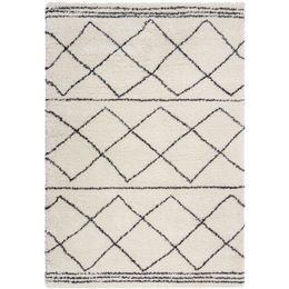Hochflor-Teppich FLAIR RUGS, B:160cm H:30mm L:230cm, beige, Kunstfaser, Teppiche, "Kush Berber", geometrisches Muster, im Boho Look