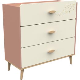 Kommode Demeyere Group, B:86,9cm H:88,5cm T:39,6cm, orange, Spanplatte, Sideboards, "Suzie", Kommode 3 Schubladen fur Kinderzimmer