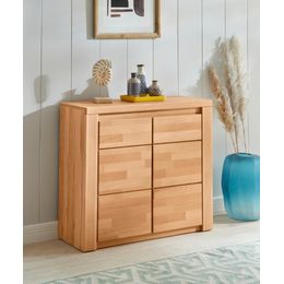 Kommode Home Affaire, B:90cm H:80cm T:35cm, beige, FSC-zertifiziertes teilmassives Holz, Wohnzimmer, Sideboards, "Burano,90cm breit,35 cm tief,