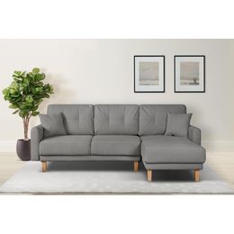 Ecksofa Home Affaire, B:234cm H:89cm T:164cm, grau, 88% Polyester, 9% Rayon, 3% Nylon, Wohnzimmer, Sofas, "TRIPLO optionale Schlafsofa mit
