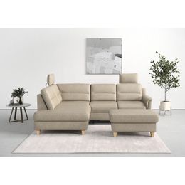 Sit & More Ecksofa SIT & MORE, B:251cm H:90cm T:187cm, beige, Wohnzimmer, Sofas, "Farö L-Form", inklusive Federkern, wahlweise mit Bettfunktion und Bettkasten