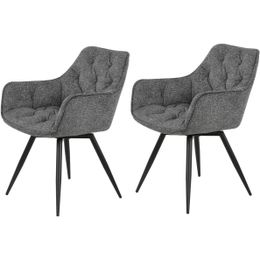 Esszimmerstuhl Hela "Mara", grau (anthrazit, schwarz), B:59cm H:83cm T:62cm, Metall, Polyester, Stoff, Stühle, Drehstuhl, Teddy Bezug, Webstoff oder Samtvelours