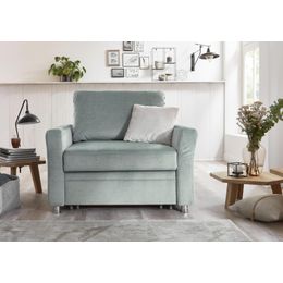 Schlafsofa DIE PLANBAR "MP-PD19021", blau (ice), B:106cm H:90cm T:100cm, 100% Polyester, Sofas, Schlafsofa, mit L&auml;ngsschl&auml;ferfunktion 80x210 cm