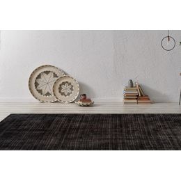 Teppich Padiro "Bridget 125", grau, B:120cm H:10mm L:170cm, Viskose, Teppiche, Kurzflor, Hoch-Tief-Struktur mit Vintage Look