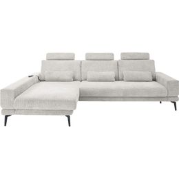 Ecksofa "SO 3600, inkl motor. Sitztiefenverstellung, Kopfst&uuml;tzen, Nierenkissen", grau (kama silber), B:293cm H:85cm T:180cm, 100% Polyester, SET ONE BY Musterring, Sofas, Ecksofa, Sitzh&ouml;he 44 cm, Federkern, Breite 293 x Tiefe 180 cm, Kama silver