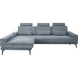 Ecksofa "SO 3600, inkl motor. Sitztiefenverstellung, Kopfst&uuml;tzen, Nierenkissen", blau (kama blau), B:293cm H:83cm T:180cm, 100% Polyester, SET ONE BY Musterring, Sofas, Ecksofa, Sitzh&ouml;he 42 cm, Kaltschaum, Breite 293 x Tiefe 180 cm, Kama blue