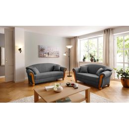 2-Sitzer Home Affaire "Milano Vintage", grau (dunkelgrau), B:159cm H:83cm T:81cm, Sofas, mit Federkern, Bezug in Lederoptik, incl. Zierkissen