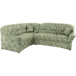 Ecksofa DOMO collection "Bahia, zeitlos und elegant, bequeme Armlehnen, L-Form", gr&uuml;n, B:256cm H:91cm T:200cm, Luxus-Microfaser (100% Polyester), mit Muster;Struktur (100% Polyester), Sofas, Ecksofa, wahlweise mit Bettfunktion