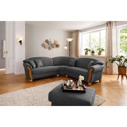 Ecksofa Home Affaire "Milano Vintage, L-Form", grau (dunkelgrau), B:233cm H:83cm T:81cm, Sofas, Ecksofa, mit Federkern, Bezug in Lederoptik, incl. 4 Zierkissen