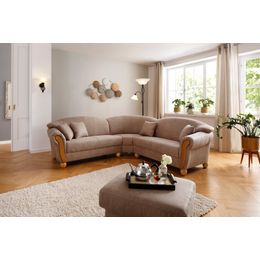 Ecksofa Home Affaire "Milano Vintage, L-Form", beige, B:233cm H:83cm T:81cm, Sofas, Ecksofa, mit Federkern, Bezug in Lederoptik, incl. 4 Zierkissen