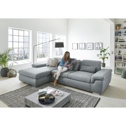 Ecksofa DIE PLANBAR "MP-IN17041 L-Form", grau (steel), B:325cm H:85cm T:195cm, 100% Polyester, Sofas, Ecksofa, mit Sitztiefenverstellung, optional Kopfteilverstellung & Bettfunktion