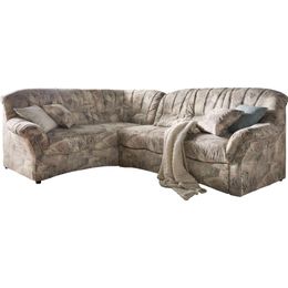 Ecksofa DOMO collection "Bahia, zeitlos und elegant, bequeme Armlehnen, L-Form", braun, B:256cm H:91cm T:200cm, Luxus-Microfaser (100% Polyester), mit Muster;Struktur (100% Polyester), Sofas, Ecksofa, wahlweise mit Bettfunktion