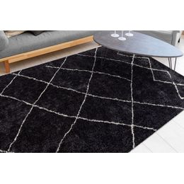 Hochflor-Teppich my home "Amanda" Gr. 2, grau (anthrazit), B:80cm H:27mm L:150cm, Kunstfaser, Teppiche, Wohnzimmer