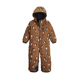 Overall "FISW 26 MNS ONPC", M&auml;dchen, Gr. 98/104, Normalgr&ouml;&szlig;en, braun, Obermaterial: 100% Polyester.Futter: 100% Polyester.F&uuml;llung: 100% Polyester, FIRST INSTINCT BY Killtec, Overalls Overall, Wasserdichter Skioverall mit Grow-Up-Funktion, reflektierender Print