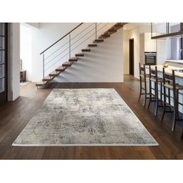 Teppich, B:240cm H:8mm L:240cm, grau, OCI DIE TEPPICHMARKE, Kunstfaser, Viskose, Wohnzimmer, Teppiche, "BESTSELLER CAVA", Glanz Viskose, mit Fransen,