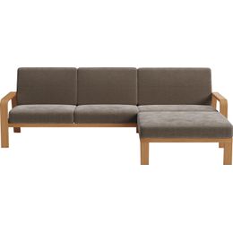 Sit & More Ecksofa SIT & MORE, B:264cm H:91cm T:178cm, braun, 95% Polyester, 10% Polyamid, Wohnzimmer, Sofas, "Kolding L-Form", Armlehnen aus eichefarbigem