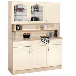 Wiho-K&uuml;chen K&uuml;chenbuffet WIHO K&Uuml;CHEN, B:120cm H:180cm T:50cm, beige, Schr&auml;nke, "Linz", 120 cm breit, in Landhaus-Optik