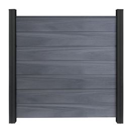 GroJa Steckzaun 'Solid Grande' BPC quadratisch steingrau 180 x 180 cm
