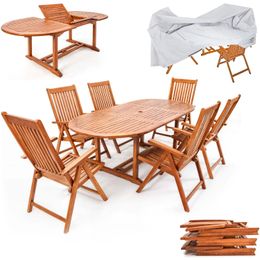 Casaria Garten-Sitzgruppe Vanamo 7-tlg Eukalyptusholz FSC -zertifiziert Abdeckung