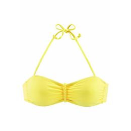Buffalo Bandeau-Bikini-Top 'Happy' gelb Gr. 32 Cup A/B. Mit Flechtdetails. Ohne Bügel Und Mit Seitlichen Stäbchen