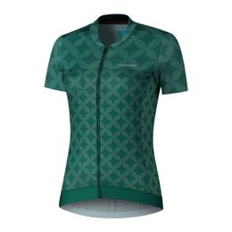 Shimano W's SAGAMI Short Sleeve Zip Jersey, Green