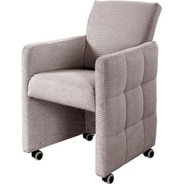 Esszimmersessel exxpo - SOFA FASHION "Barista, Loungesessel auf Rollen mit hoher Bodenfreiheit", braun (cappuccino), B:64cm H:90cm T:72cm, Sessel, Barista Clubsessel auf Rollen mit schmalen Armlehnen, modernes Design