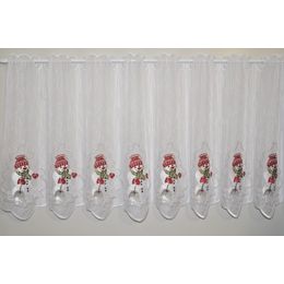 Scheibengardine Stickereien Plauen "Schneemann" Gr. 7, bunt, B:128cm H:50cm, Voile, Polyester, Gardinen