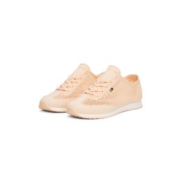 Sneaker Tommy Hilfiger "TH OPEN MESH LOW PROFILE RUNNER", Damen, Gr. 37, rot (apricot), Textil, Schuhe, Freizeitschuh, Halbschuh, Schnürschuh mit seitlicher Logoflagge