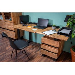 Schreibtisch Baumkante 170 x 70 cm Akazie natur U-Gestell schwarz NARA