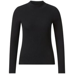Knowledge Cotton Apparel Damen-Rippenshirt Langarm XS Schwarz