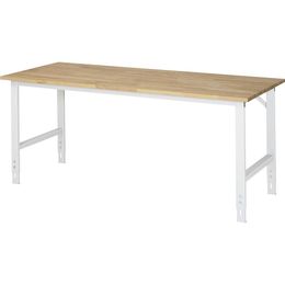 Rau Arbeitstisch, höhenverstellbar, Gestell 60 x 30 mm, Buchenplatte massiv, BxT 2000 x 800 mm, lichtgRau