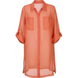 feel good Damen Strandbluse mit krempelbaren 3/4-&Auml;rmeln papaya Gr&ouml;&szlig;e 52/54