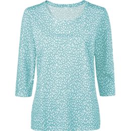 CR&Eacute;ATION L Damen 3/4-Arm-Shirt mit Minimal-Druck wei&szlig;-ozean-bedruckt Gr&ouml;&szlig;e 46