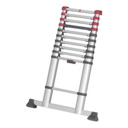 Hailo FlexLine T80 Alu-Sicherheits-Teleskopleiter mit zwei Teilen und 11 Sprossen (max. Arbeitshöhe: 4,75 m) für Höhenarbeiten, 7113-111 (7113111)