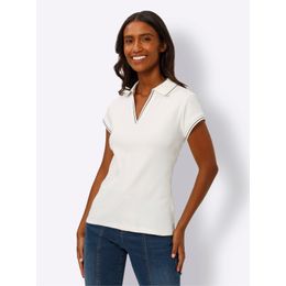 Heine Witt Damen Poloshirt mit Ripp-Struktur, ecru, Gr&ouml;&szlig;e 48