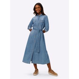 Heine Damen Hemdblusenkleid, Schwarz, Gr. 36, Maxikleider, 100% Baumwolle