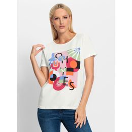 Heine Damen Rundhalsshirt, Wei&szlig;, Gr. 46, T-Shirts, Material: Baumwolle