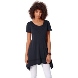 Heine Damen Longshirt, Blau, Gr. 48, T-Shirts, 100% Baumwolle