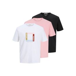 Jack & Jones JACK & JONES T-Shirt Herren Größe L pastellpink / schwarz / weiß