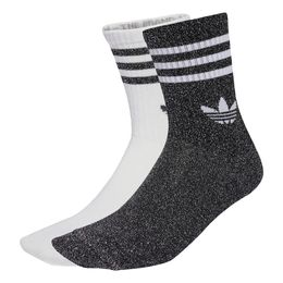 adidas originals Socks '3-Stripes Glitter Crew 2 Pairs' female Black, White size 37-39