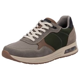Sneaker Rieker, Damen, Gr. 45, beige (beige kombiniert), Lederimitat, Textil, Veloursleder, Schuhe Sneaker, Schn&uuml;rschuh, Halbschuh, Freizeitschuh mit gepolstertem Schaftrand
