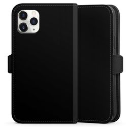 DeinDesign iPhone 11 Pro Handy Klapph&uuml;lle Handyh&uuml;lle aus Kunst Leder schwarz Flip Case Colour Black Unicoloured Sideflip mit Lasche