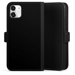 DeinDesign iPhone 11 Handy Klapph&uuml;lle Handyh&uuml;lle aus Kunst Leder schwarz Flip Case Colour Black Unicoloured Sideflip mit Lasche