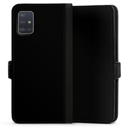 DeinDesign Galaxy A51 Handy Klapph&uuml;lle Handyh&uuml;lle aus Kunst Leder schwarz Flip Case Colour Black Unicoloured Sideflip mit Lasche