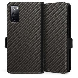 DeinDesign Galaxy S20 Handy Klapph&uuml;lle Handyh&uuml;lle aus Kunst Leder schwarz Flip Case Carbon Muster Metallic Look Sideflip mit Lasche