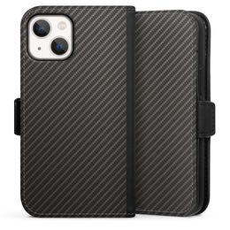 DeinDesign Galaxy A51 Handy Klapph&uuml;lle Handyh&uuml;lle aus Kunst Leder schwarz Flip Case Carbon Metallic Look Muster Sideflip mit Lasche