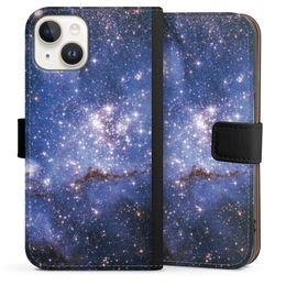 DeinDesign iPhone 14 Handy Klapph&uuml;lle Handyh&uuml;lle aus Kunst Leder schwarz Flip Case Galaxy Weltall Weltraum Sideflip mit Lasche